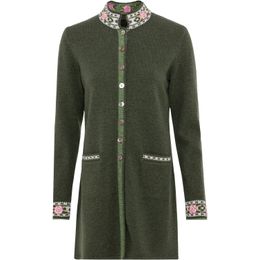 Reitmayer Lange Strickjacke mit Jacquard-Muster Oliv (Gr&ouml;&szlig;e: 40)
