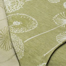 buttinette Halbleinen-Jacquard "Pusteblumen", pistazie/natur
