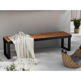 Ambia Garden Gartenbank, Schwarz, Teak, Holz, Metall, Akazie, massiv, 2-Sitzer, 160x45x46 cm, Bsci, FSC 100%, Holzm&ouml;bel, Sitzgelegenheiten Holz, Gartenb&auml;nke Holz