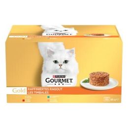 GOURMET Gold Nassfutter Katze, Adult, Raffiniertes Ragout 48x85g