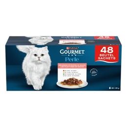 GOURMET PERLE Nassfutter Katze, Adult, Erlesene Streifen 48x85g
