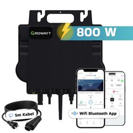 GROWATT Mikro-Wechselrichter 800 W NEO-800M-X f&uuml;r Balkonkraftwerk, IP67 wetterfest, Plug&Play Installation, 2 MPPT, WIFI Bluetooth, inkl.5m Anschlusskabel Micro Inverter