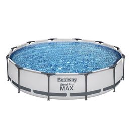 Bestway&reg; Steel Pro MAX&trade; Frame Pool Set mit Filterpumpe &Oslash; 366 x 76 cm, lichtgrau, rund