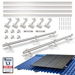 Balkonkraftwerk Halterung Ziegeldach,Solarmodul Halterung Komplettset mit Dachhaken f&uuml;r 2 PV-Module (28-46 mm)