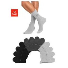 H.I.S. Socken H.I.S, Herren, Gr. 47-48, schwarz (4x schwarz, 4x anthrazit, meliert, 4x grau, meliert), Baumwollmischung, uni und meliert, elastisch, Socken Socken, ohne einschneidendes Gummi