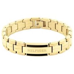 Armband Tommy Hilfiger "PARKER", schwarz (gelbgoldfarben, schwarz), Armb&auml;nder, Damen, 19cm, Edelstahl, Armband, mit Emaille