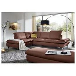 Ecksofa W.Schillig "Taoo, elegant und zeitlos, bequem, L-Form, Breite 296cm", rot (blush z73), B:296cm H:84cm T:242cm, Longlife Xtra-Leder Z73: Naturwalkleder der Luxusklasse aus den erlesensten Rohh&auml;uten. Hautst&auml;rke 1, 1 &ndash; 1, 3 mm, Sofas, Ecksofa, mit Sitziefenverstellung & Kopfteilverstellung