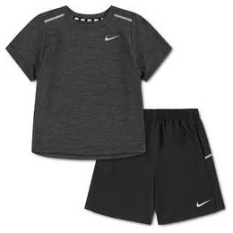 T-Shirt & Shorts Nike SPORTSWEAR "NKB K NK DF MILER SS TOP SHORT", Jungen, Gr. 122 (7), schwarz, Obermaterial: 100% Polyester, KOB Set-Artikel, f&uuml;r vielseitige Aktivit&auml;ten, leichtes Material, pflegeleicht