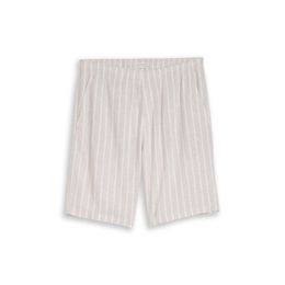 Tom Tailor Denim Herren TTRELAXED Shorts mit Leinenanteil, grau, Gestreift, Gr. XXL