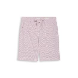 Tom Tailor Damen Chino Bermuda Shorts mit Kordelzug, rosa, Gestreift, Gr. 36