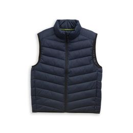 Tom Tailor Denim Herren Lightweight Steppweste mit Stehkragen, blau, Uni, Gr. XXL