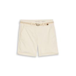 Tom Tailor Damen Chino Bermuda Shorts mit G&uuml;rtel, wei&szlig;, Uni, Gr. 36