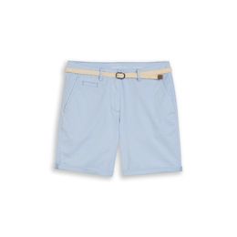Tom Tailor Damen Chino Bermuda Shorts mit G&uuml;rtel, blau, Uni, Gr. 36