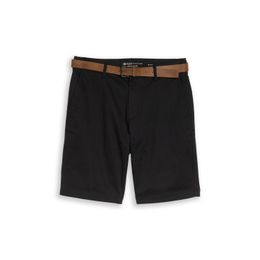 Tom Tailor Denim Herren TTREGULAR Chino Shorts mit G&uuml;rtel, schwarz, Uni, Gr. S