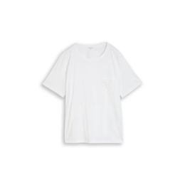 Tom Tailor Damen Plus Size - Boxy Fit T-Shirt mit Brusttasche, wei&szlig;, Uni, Gr. 44