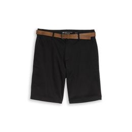 Tom Tailor Denim Herren TTREGULAR Chino Shorts mit G&uuml;rtel, schwarz, Uni, Gr. XXL