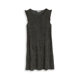 Tom Tailor Denim Damen Crinkle Mini-Kleid mit Volant&auml;rmeln, schwarz, Gestreift, Gr. L