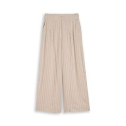 Tom Tailor Denim Damen Wide Leg Hose mit Leinenanteil, beige, Gestreift, Gr. M