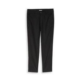 Tom Tailor Denim Herren TTTAPERED Relaxed Chino Hose mit Leinenanteil, schwarz, Uni, Gr. S