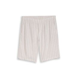Tom Tailor Denim Herren TTRELAXED Shorts mit Leinenanteil, grau, Gestreift, Gr. M