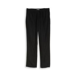 Tom Tailor Denim Herren TTLOOSE Hose mit Leinenanteil, schwarz, Uni, Gr. L
