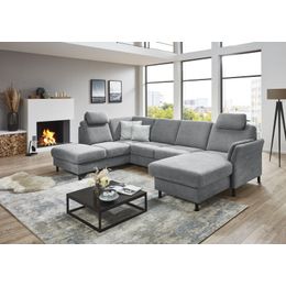 Wohnlandschaft DIE PLANBAR "ZE-EM18013 U-Form, Breite 305 cm", milan silber, B:305cm H:90cm T:200cm, 100% Polyester, Sofas, Wohnlandschaft, wahlweise mit Kopfst&uuml;tzen und Liegearmlehne