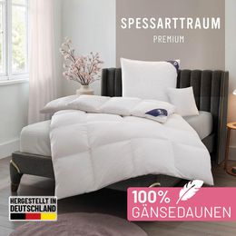 G&auml;nsedaunenbettdecke Spessarttraum "Premium****, hergestellt in Deutschland, Bettdecken f&uuml;r Sommer, Winter", wei&szlig;, B:135cm L:200cm, Bezug: 100% Baumwolle. F&uuml;llung: 100% G&auml;nsedaunen, Bettdecken, 4 W&auml;rmeklassen & 5 Gr&ouml;&szlig;en, Bestseller