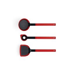 Kochbesteck-Set Woll "Cook it", schwarz (schwarz, rot), Kunststoff, Silikon, Kochbesteck-Sets