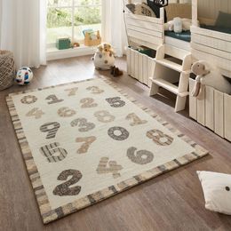 Kinderteppich Theko "Gaia Kids Numbers", wei&szlig;, B:80cm H:10mm L:150cm, Schurwolle, Teppiche, Kinderteppich, getuftet, reine Schurwolle, Motiv Zahlen, Kinderzimmer