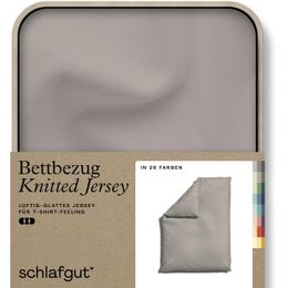 Bettbezug Schlafgut "Premium Bettbezug Knitted Jersey (1 St)", beige (sand mid), L:200cm, Jersey, Obermaterial: 95% Baumwolle, 5% Elasthan, Bettbez&uuml;ge, Ton-in-Ton Rei&szlig;verschluss, Bio-Baumwolle mit Elasthan, Uni, OEKO Tex