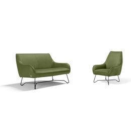 Polstergarnitur Egoitaliano "Namy, Designobjekt mit hohem Sitzkomfort und toller Detailverarbeitung", gr&uuml;n (kiwi), Luxus-Microfaser BLUSH, Sitzm&ouml;bel-Sets, Set aus 2-Sitzer und Sessel, edles Metallgestell