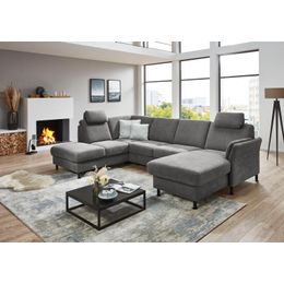 Wohnlandschaft DIE PLANBAR "ZE-EM18013 U-Form, Breite 305 cm", milan grau, B:305cm H:90cm T:200cm, 100% Polyester, Sofas, Wohnlandschaft, wahlweise mit Kopfst&uuml;tzen und Liegearmlehne