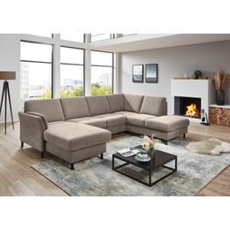 Wohnlandschaft DIE PLANBAR "ZE-EM18013 U-Form, Breite 305 cm", milan beige, B:305cm H:90cm T:200cm, 100% Polyester, Sofas, Wohnlandschaft, wahlweise mit Kopfst&uuml;tzen und Liegearmlehne