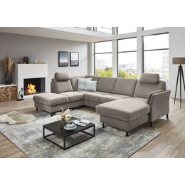 Wohnlandschaft DIE PLANBAR "ZE-EM18013 U-Form, Breite 305 cm", milan beige, B:305cm H:90cm T:200cm, 100% Polyester, Sofas, Wohnlandschaft, wahlweise mit Kopfst&uuml;tzen und Liegearmlehne