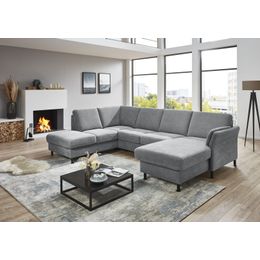 Wohnlandschaft DIE PLANBAR "ZE-EM18013 U-Form, Breite 305 cm", milan silber, B:305cm H:90cm T:200cm, 100% Polyester, Sofas, Wohnlandschaft, wahlweise mit Kopfst&uuml;tzen und Liegearmlehne
