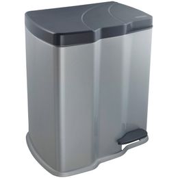 M&uuml;lleimer keeeper "gunnar", grau (silberfarben, anthrazit), B:39,5cm H:43cm T:29cm, Kunststoff, M&uuml;lleimer, M&uuml;lleimer, Treteimer 7 l + 15 l, mit 2 Abfallbeh&auml;ltern, Made in Europe