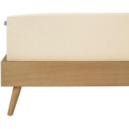 Spannbettlaken Schiesser "Elli", beige (creme), B:180cm L:200cm, Jersey-Elasthan, Obermaterial: 97% Baumwolle, 3% Elasthan, Bettlaken, Spannbettlaken, f&uuml;r hohe Matratzen und Boxspringbetten, MADE IN GREEN by OEKO-TEX