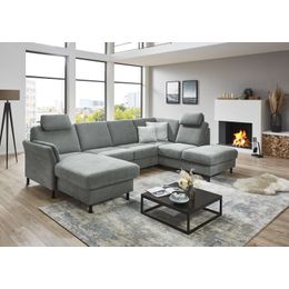 Wohnlandschaft DIE PLANBAR "ZE-EM18013 U-Form, Breite 305 cm", milan steel, B:305cm H:90cm T:200cm, 100% Polyester, Sofas, Wohnlandschaft, wahlweise mit Kopfst&uuml;tzen und Liegearmlehne