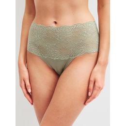 Slip Calida "Sensual Secrets", Damen, Gr. L (48/50), tea gr&uuml;n, Single Jersey, Obermaterial: 87% Polyamid, 13% Elasthan, normal, Unterhosen Slip, breiter Spitzenbund, Viskose-Mix, Single Jersey, elastisch, weich