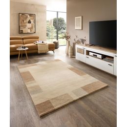 Wollteppich Theko "Fjell Geometrisch", beige, B:250cm H:19mm L:350cm, Schurwolle, Teppiche, handgekn&uuml;pft, reine Schurwolle, meliert, mit Bord&uuml;re