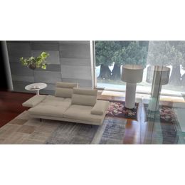 3,5-Sitzer Calia italia "Toby Wing, 228 cm breit, italienisches Designsofa, Megasofa", beige (fango bull), B:228cm H:90cm T:113cm, Leder BULL (100% Leder), Sofas, inkl. Sitztiefenverstellung und Armteilfunktion, F&uuml;&szlig;e in Schwarz matt