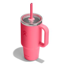 Trinklernbecher Hydro Flask "32 OZ Travel Tumbler Clear Lid, 946 ml", popstar pink, H:29,34cm, Edelstahl, Trinkgef&auml;&szlig;e