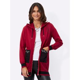 WITT Damen Sweatjacke mit Schriftzug, rot-schwarz, Gr&ouml;&szlig;e 40