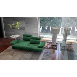 3,5-Sitzer Calia italia "Toby Wing, 228 cm breit, italienisches Designsofa, Megasofa", gr&uuml;n (verde mario), B:228cm H:90cm T:113cm, Mikrofaser mit Nubuk Optik (100% Polyester), Sofas, inkl. Sitztiefenverstellung und Armteilfunktion, F&uuml;&szlig;e in Schwarz matt
