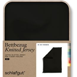 Bettbezug Schlafgut "Premium Bettbezug Knitted Jersey (1 St)", schwarz (off, schwarz), L:200cm, Jersey, Obermaterial: 95% Baumwolle, 5% Elasthan, Bettbez&uuml;ge, Ton-in-Ton Rei&szlig;verschluss, Bio-Baumwolle mit Elasthan, Uni, OEKO Tex