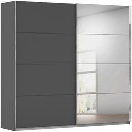 Schwebet&uuml;renschrank Rauch "Kleiderschrank Schrank Ankleide Garderobe Schlafzimmerschrank MOITA", grau (graumetallic), B:226cm H:210cm T:62cm, Holzwerkstoff, Schr&auml;nke, Schwebet&uuml;renschrank, mit Spiegel und Metallgriffleisten in Alu MADE IN GERMANY