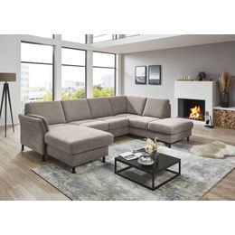 Wohnlandschaft DIE PLANBAR "ZE-EM18013 U-Form, Breite 305 cm", milan beige, B:305cm H:90cm T:200cm, 100% Polyester, Sofas, Wohnlandschaft, wahlweise mit Kopfst&uuml;tzen und Liegearmlehne