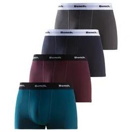 Boxer Bench. "Boxershorts f&uuml;r Herren", Herren, Gr. M, 4 Stk., bunt (navy, bordeaux, petrol, anthrazit), Jersey, Obermaterial: 95% Baumwolle, 5% Elasthan, unifarben, Unterhosen, Unterhosen mit kontrastfarbigem Bund