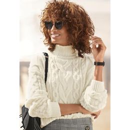 Buffalo Stehkragenpullover beige Gr. 40/42 f&uuml;r Damen. Figurumspielend
