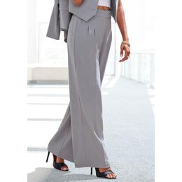 Lascana Palazzohose 'mit weitem Bein aus weicher und leichter Webware' grau Gr. 34 f&uuml;r Damen. Figurumspielend